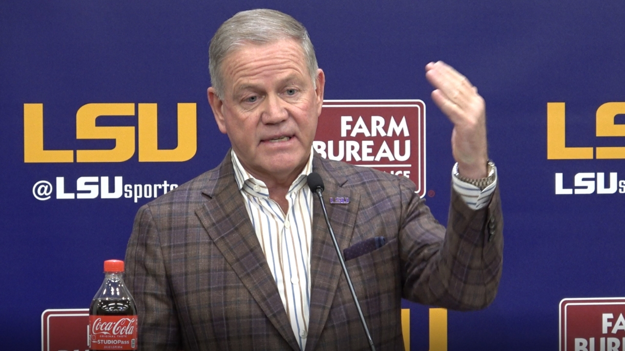 WATCH: LSU Brian Kelly previews Georgia in SEC Championship Game ...