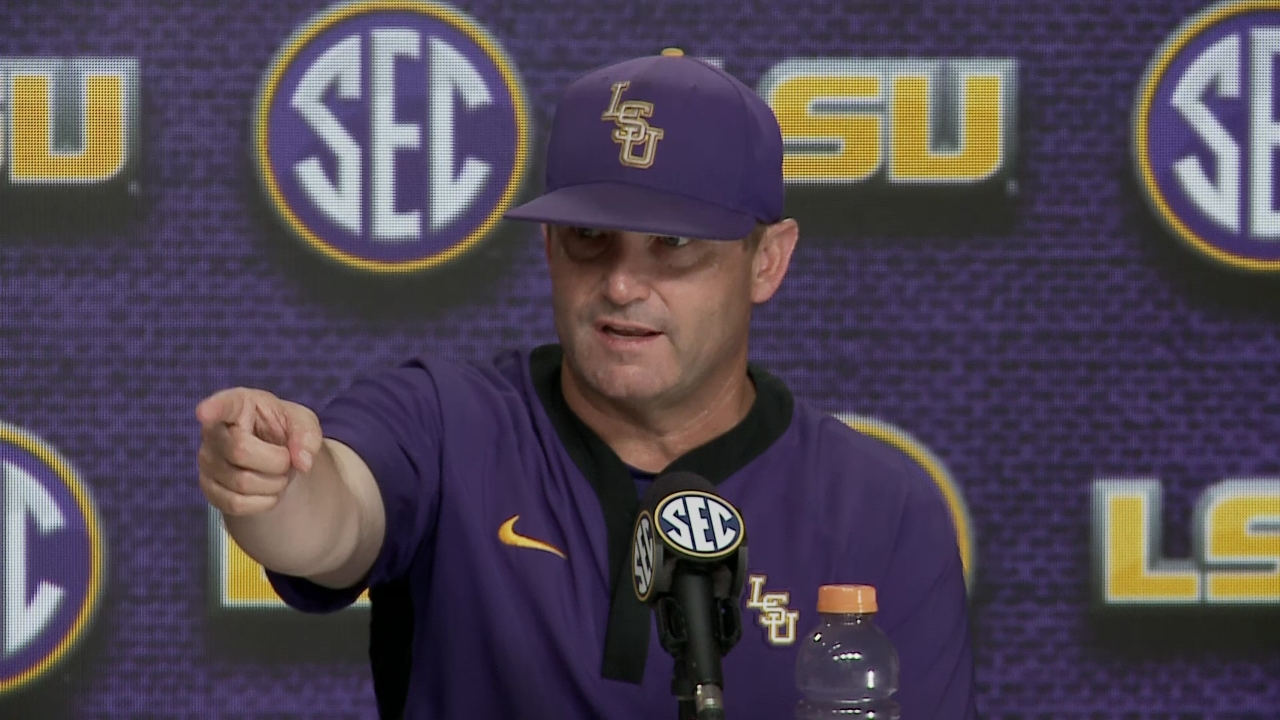 WATCH: LSU Jay Johnson SEC Tourn semifinal WIN over USC postgame ...