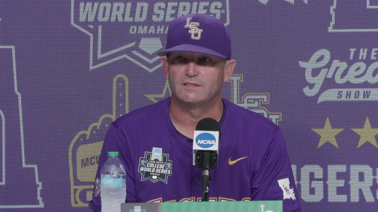WATCH: LSU Jay Johnson CWS WIN over Arkansas postgame | TigerBait.com