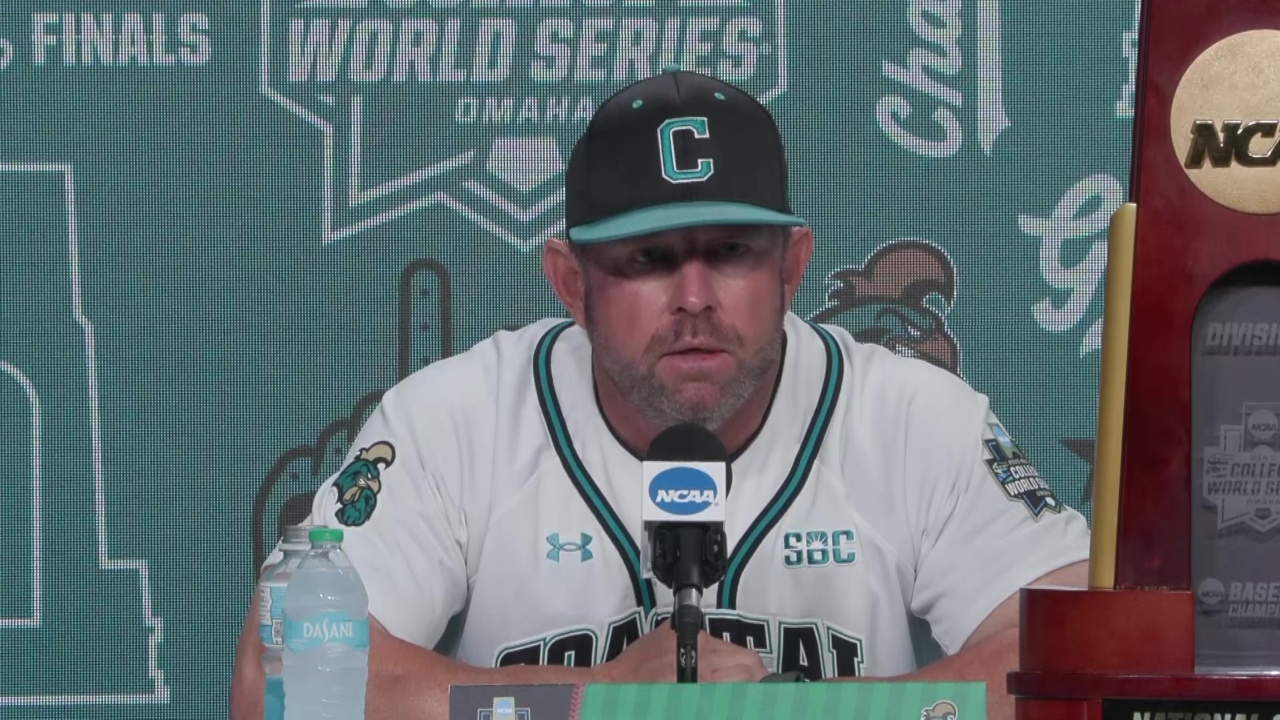 WATCH: Coastal Carolina Kevin Schnall pre CWS title series press ...