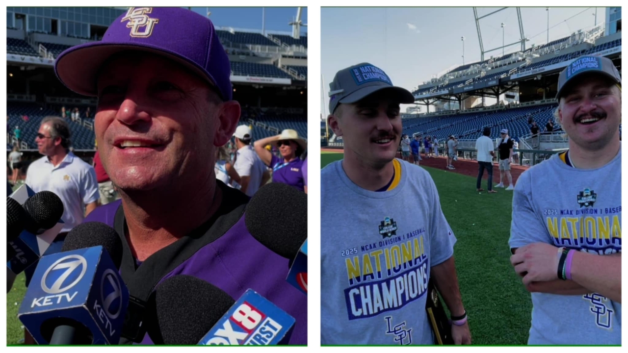 LSU National Championship FIELD CELEBRATION and player interviews ...