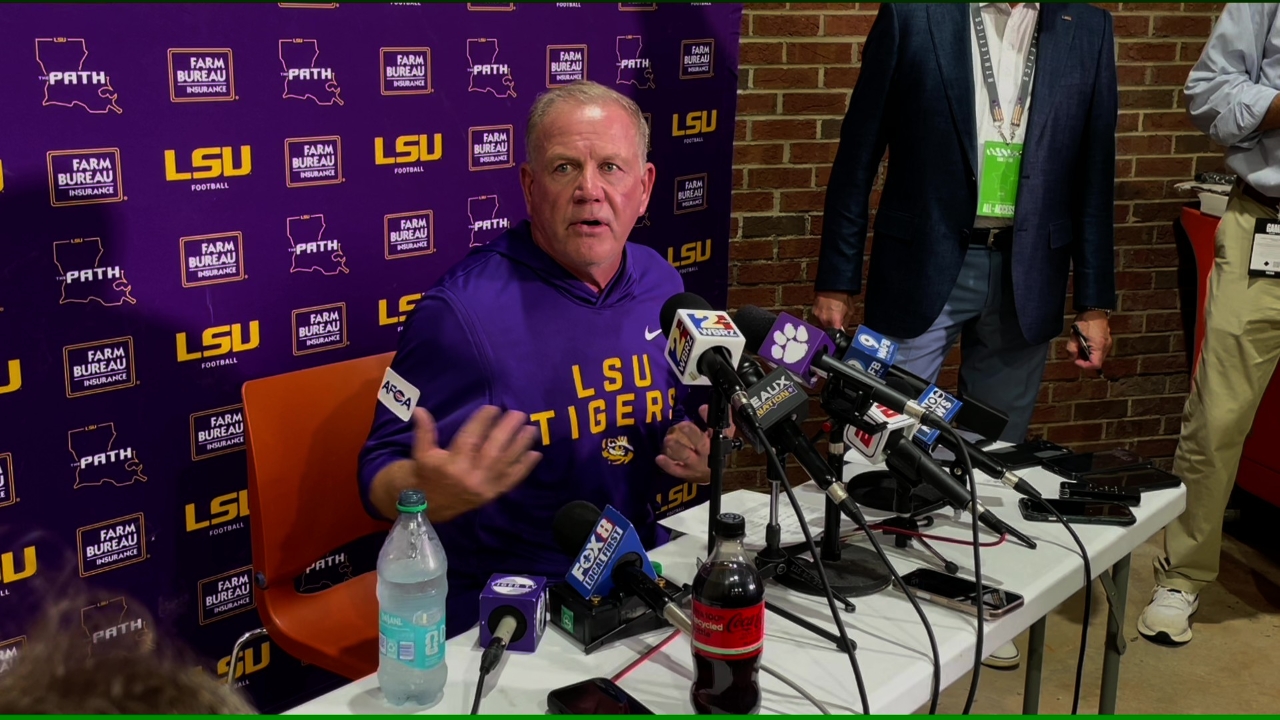 WATCH: LSU Brian Kelly WIN over Clemson postgame | TigerBait.com